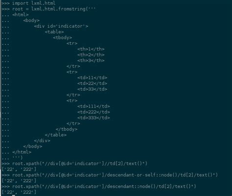 python 2 7 xpath descendant and descendant or self work completely