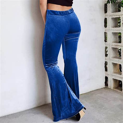 Diufon Velvet Flare Pants For Women Fashion Solid Color Leggings Pants