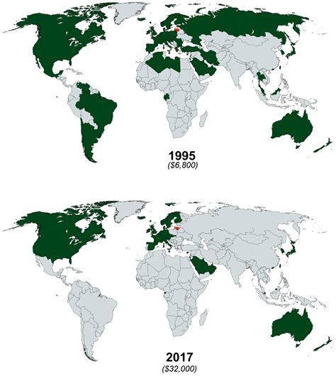 Countries With Larger Gdp Ppp Per Capita Than Lithuania In 1995 Vs 2017