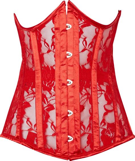 Daisy Corsets Womens Red Sheer Lace Underwire Open Cup Underbust