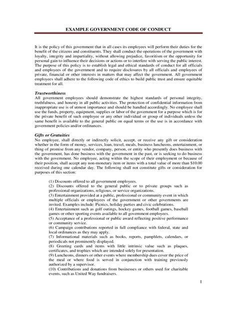Code Of Conduct Example 5 Free Templates In Pdf Word Excel Download