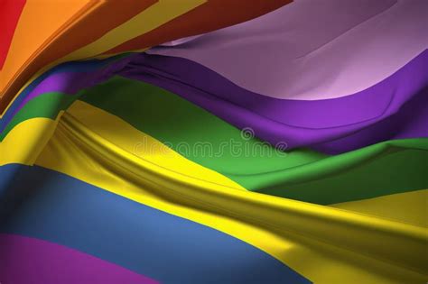 Ai Generated Closeup Rainbow Flag Of Lgbt Community Blowing In Wind