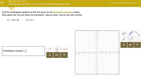 Solved Conic Sections Writing The Equation Of A Line And Sketching Its