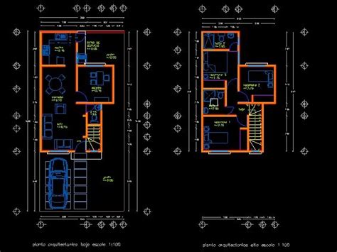 Diseno De Casa En Autocad 80m2 Planos De Casas Planos De Casas