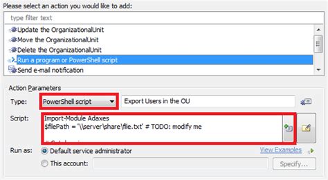 solved schedule task to create export fails adaxes qanda