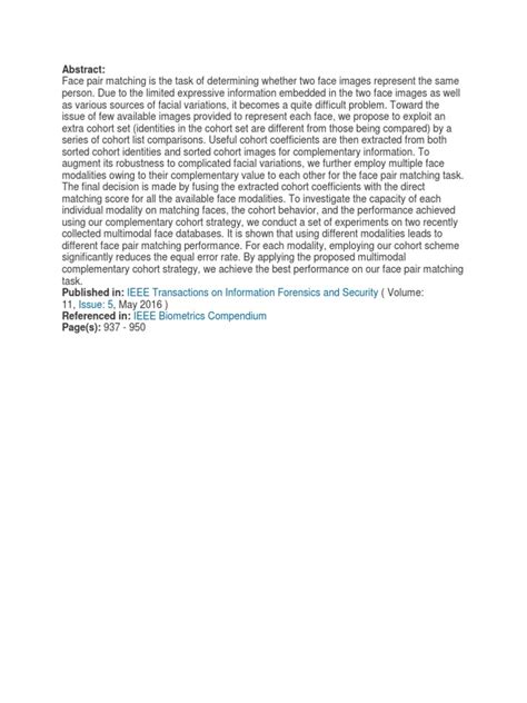 Abstract Ieee Transactions On Information Forensics And Security