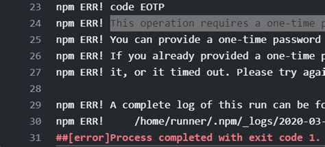 npm errors should not just have process exited with status code 1
