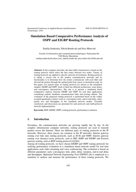 pdf simulation based comparative performance analysis of ospf and