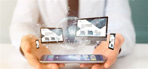 Businessman Holding A Devices Connected To A Global Business Network 3d