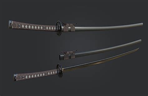 3d Model Samurai Sword Katana Vr Ar Low Poly Cgtrader