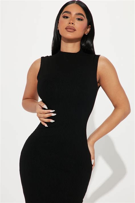 Amber Snatched Midi Dress Black Fashion Nova Dresses Fashion Nova