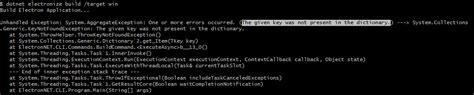unable to build the given key was not present in the dictionary