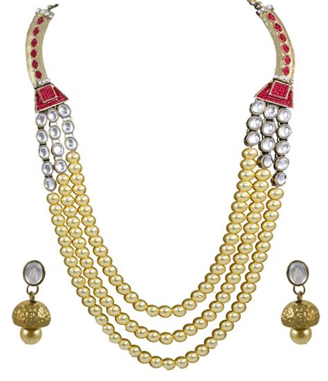 Buy Zaveri Pearls Grand Pearl Kundan Rani Haar Necklace Set Zpfk4147