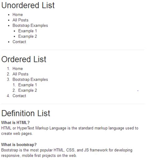 bootstrap list c examples