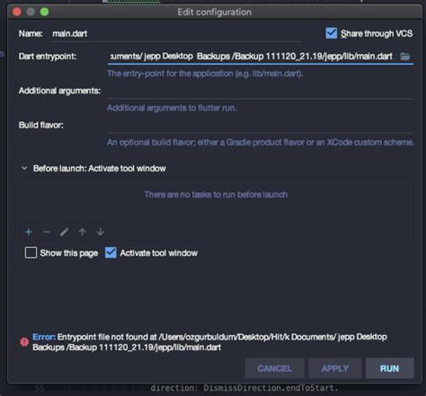 flutter entrypoint isn t within the current project error on android
