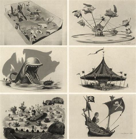 Disney Artist Bruce Bushmans Concept Drawings For Disneyland Various