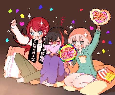 Safebooru 3girls O Aoba Moka Bang Dream Barefoot Black Hair Blue