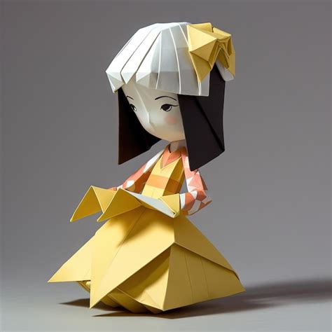 Premium Ai Image Folding Dreams Origami Girl Creating Beautiful Paper Art