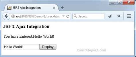 jsf 2 ajax integration example with f ajax tag
