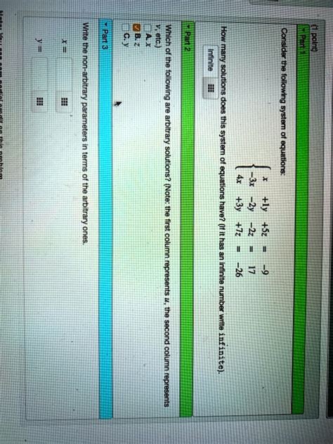 write the non arbitrary parameters in terms of the arbitrary ones