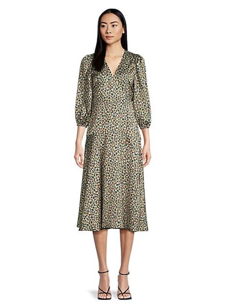 Leopard Print Wrap Midi Dress