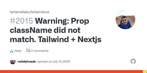 warning prop classname did not match tailwind nextjs · tailwindlabs