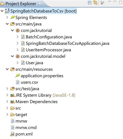 spring batch boot read from mysql database and write into a csv file