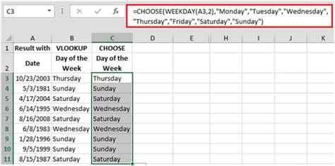 how to get name of day from date using vlookup in