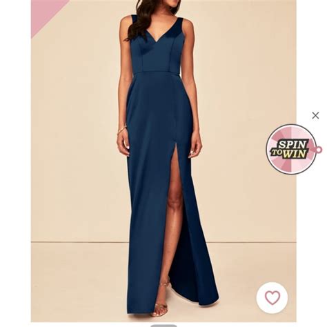 Azazie Dresses Azazie Navy Blue Satin Bridesmaid Dress In Size