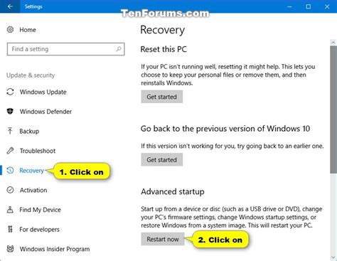 boot to uefi firmware settings from inside windows 10 windows 10 tutorials