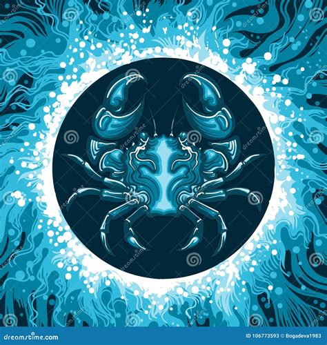 Zodiac Sign Of Cancer In Water Circle Stock Vector Illustration Of