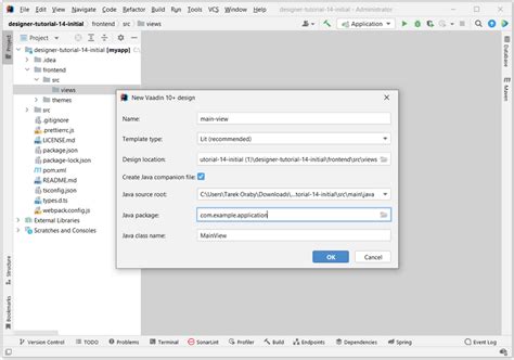 build main view tutorial designer tools vaadin 14 docs