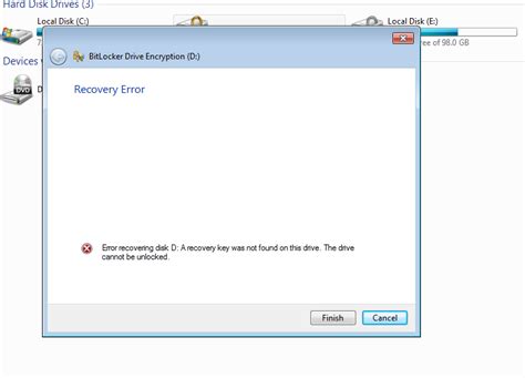 bitlocker drive encryption recovery key error microsoft community