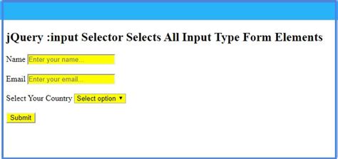 jquery input selector select all input type elements