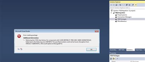 sql server error when adding a new ssis package stack overflow