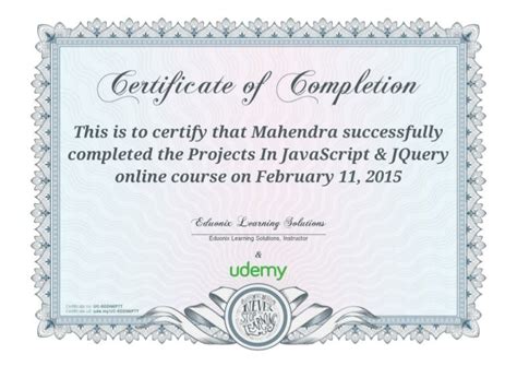 java script and jquery certificate
