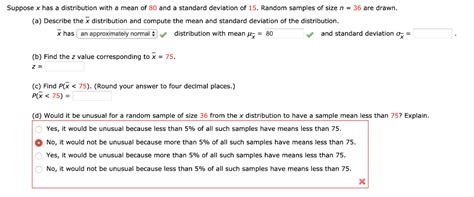 Solved Suppose X Has A Distribution With A Mean Of 80 And A