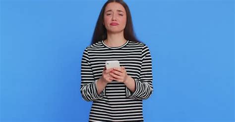 Upset Sad Woman Use Smartphone Play Game Loses Loss Fail Unlucky News