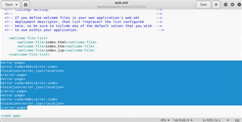 how to set custom error page in apache tomcat server