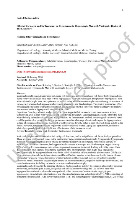 Pdf Effect Of Varicocele And Its Treatment On Testosterone In