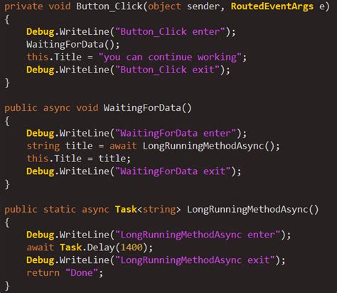 c async and await example for wpf people and bits