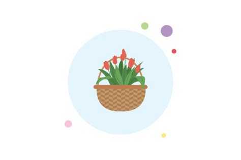 Spring Flower Basket 15 Circle Bubble Graphic By Goodmantisid