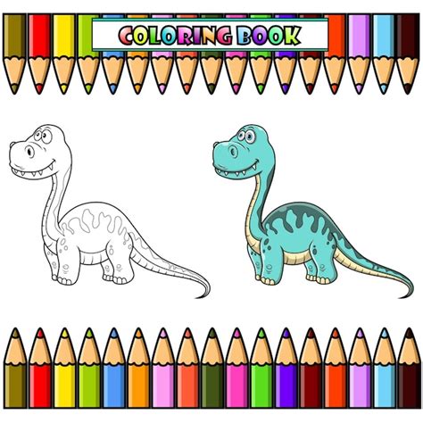Dinosaurio Brontosaurio Bebé De Dibujos Animados Para Colorear Libro