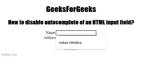 how to disable autocomplete of an html input field geeksforgeeks