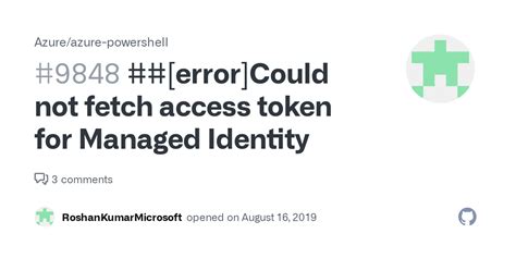 [error]could not fetch access token for managed identity · issue