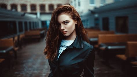 Blue Eyes Depth Of Field Girl Model Redhead Woman Wallpaper
