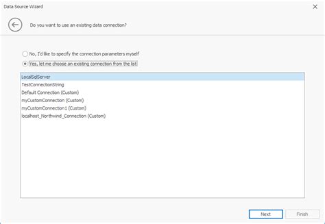 customize data connections in the data source wizard winforms