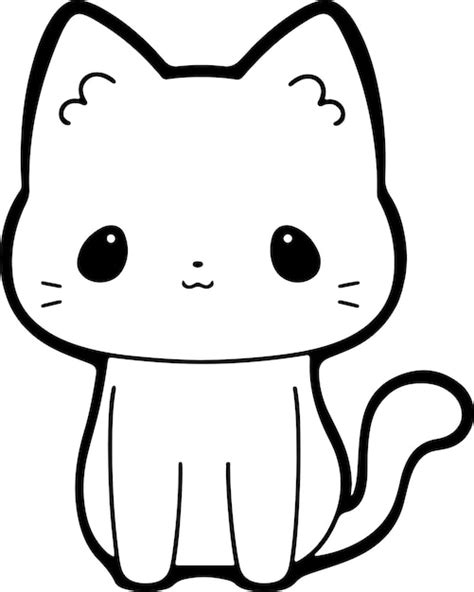 Ilustración De Vector De Gato Libro De Colorear De Gato Blanco Y Negro