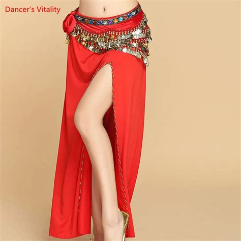 2018 New Belly Dance Long Skirt Belly Dance Skirt Split Indian