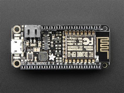 assembled feather huzzah w esp8266 wifi with stacking headers